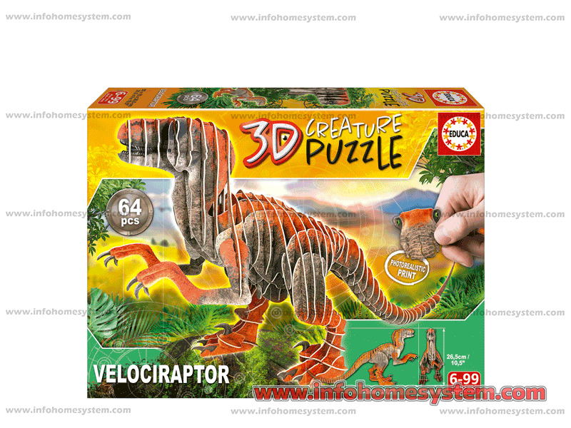 PUZLE 3D DINOSAURUS VELOCIRAPTOR EDUCA