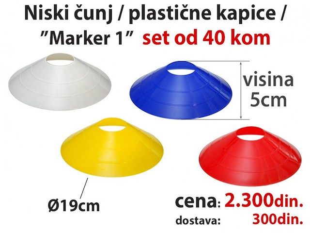 Niski čunj plastične kapice /markeri - kape/set 40kom