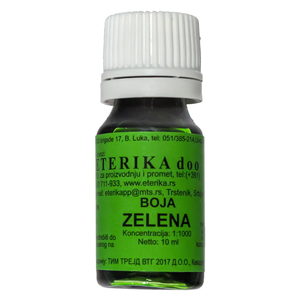 Boja tečna zelena 10ml Eterika