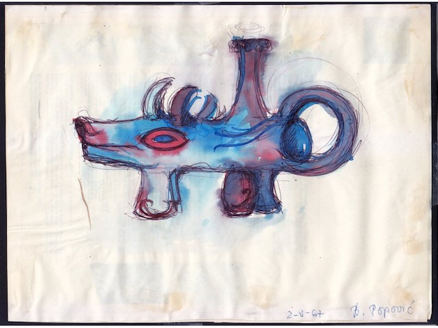 branko popovic - akvarel - crtez 1967