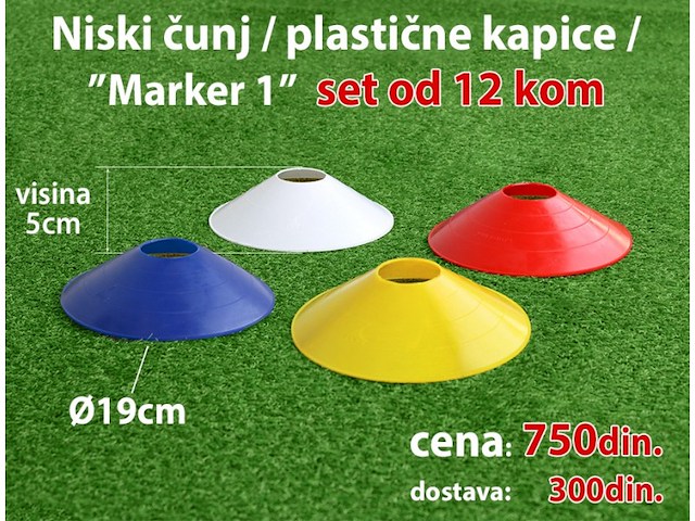 Niski čunj plastične kapice /markeri - kape/set 12kom