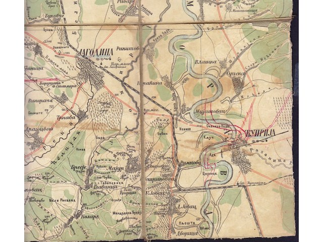 JAGODINA detaljna vojna karta- mapa c.1900