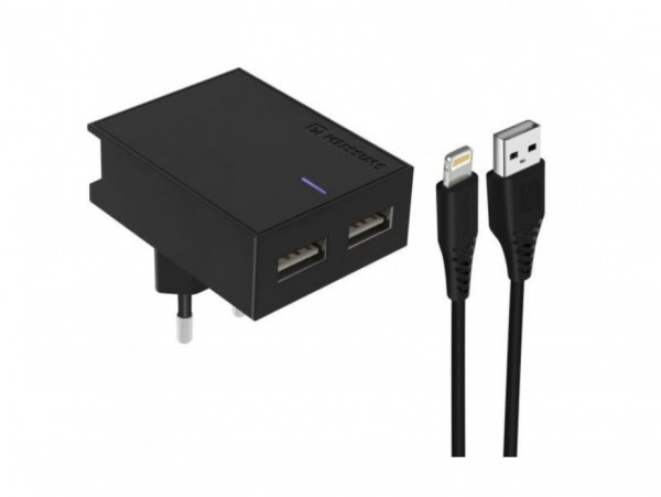 PUNJAC ZA MOBILNI 2XUSB 3A+KABL LIGHTING 1,2M CRNA SWISSTEN