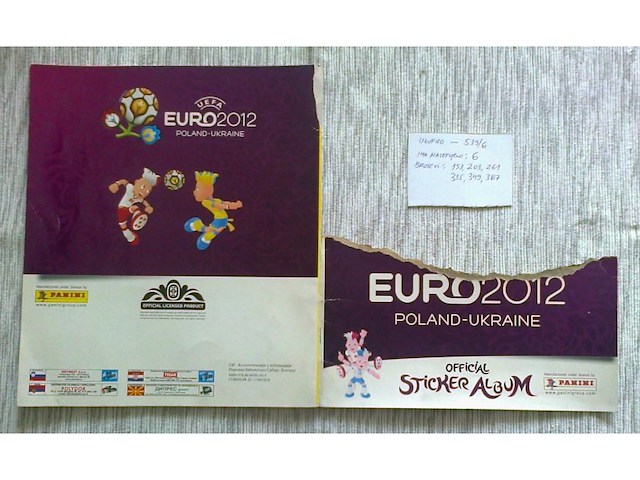 EURO 2012 Poland - Ukraine (samo 6 sličica zalepljeno)