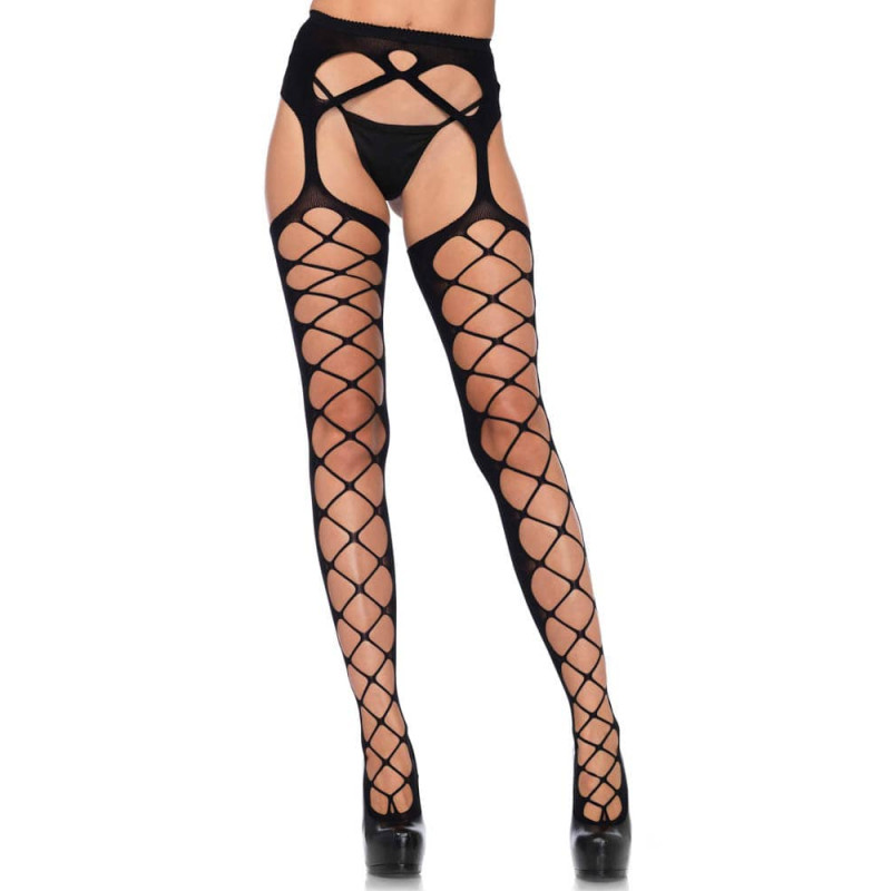 Diamond net opaque stockings, black, O/S, LEGAV07544