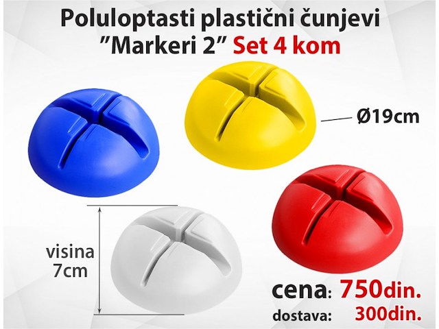 Poluloptasti plastični čunjevi /Markeri 2/ Set 4 kom