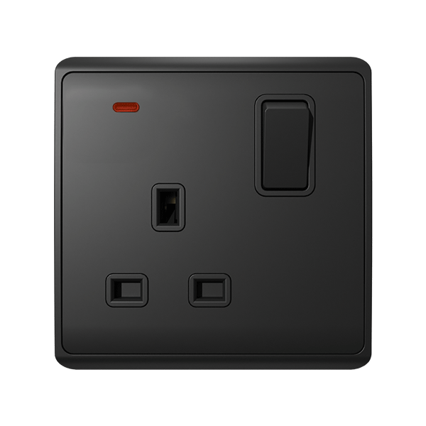 LONDON SINGLE SOCKET WITH 2P BUTTON SWITCH NEON AN