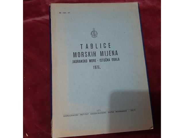 191 TABLICE MORSKIH MIJENA 1976 Jadransko more