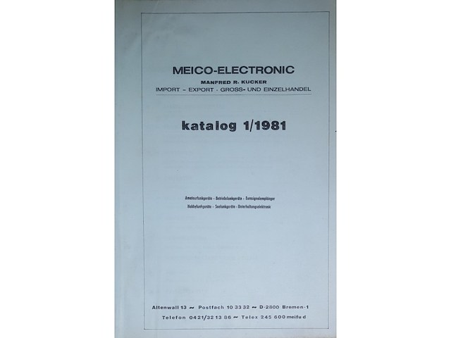 Katalog Uređaja `MEICO-ELECTRONIC` 1/1981