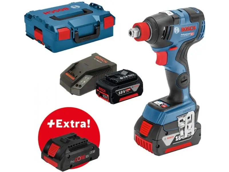 BOSCH AKUMULATORSKI UDARNI ODVRTAČ GDX 18V-200 C; 2×5,0AH + PROCORE 4,0 AH; L-BOXX (0615990K7G)