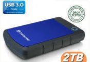 Transcend - External HDD 2TB, H3B, USB3.0, 2.5``, Anti-shock system, Backup software, 284 gr, Black/Blue