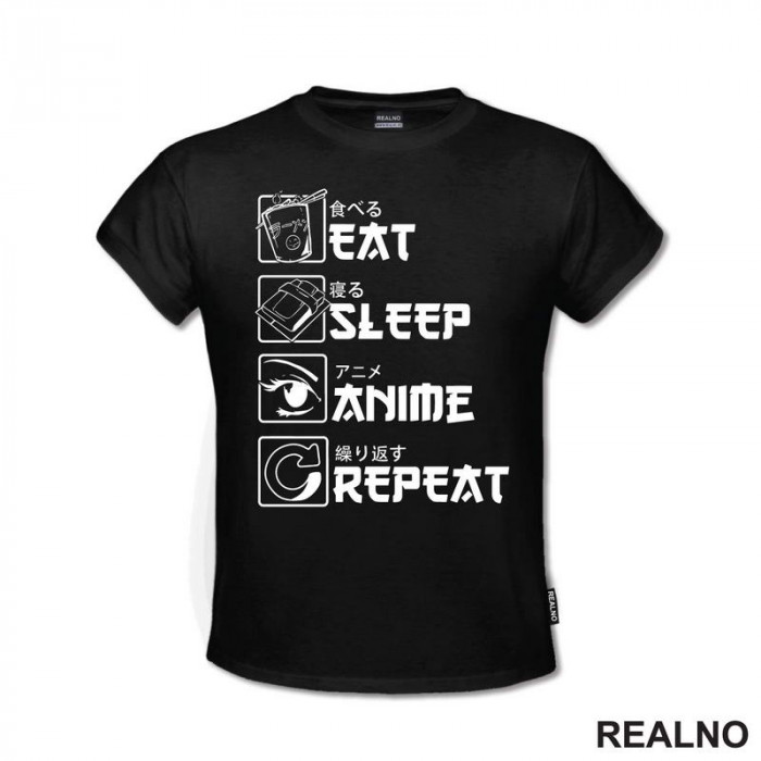 EAT, SLEEP, ANIME, REPEAT - SYMBOLS - MAJICA