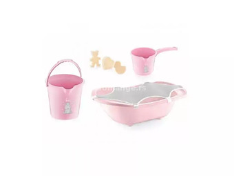 BABYJEM Set za Kupanje Bebe (kadica, podloga, sunđer, bokal, kofica) - Roze