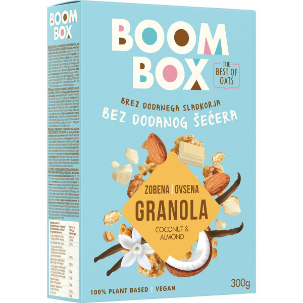 Boom box ovsena granola kok,bad,bela čok,van 300g