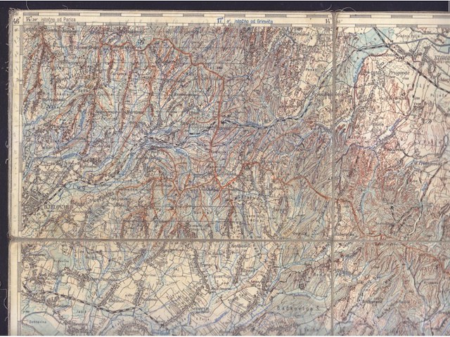BJELOVAR detaljna vojna karta- mapa c.1920