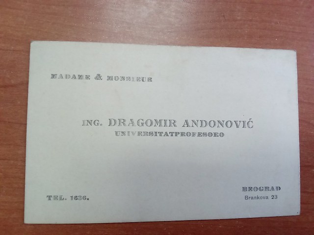 Vizit karta : ing. Dragomir Andonović