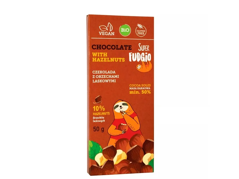 Organska Čokolada sa Lešnicima Vegan Super Fudgio 50g