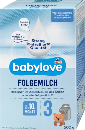 babylove
Zamensko mleko 3, prelazna formula za odojčad, od 10. meseca, 500 g
Prelazno mleko