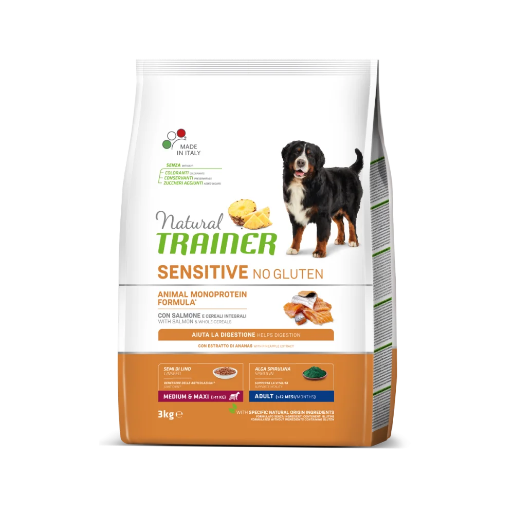 Trainer Natural SENSITIVE No Gluten hrana za pse - Losos - Medium/Maxi Adult 12kg