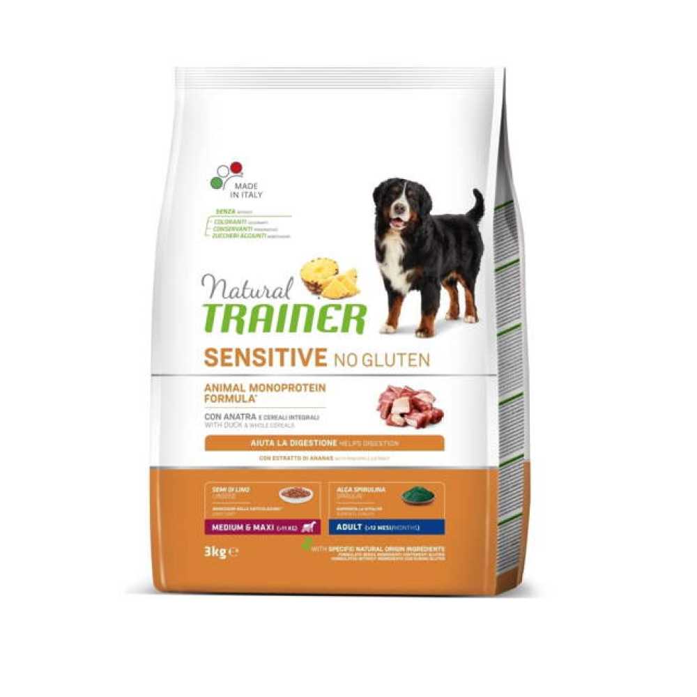 Trainer Natural SENSITIVE No Gluten hrana za pse - Pačetina - Medium/Maxi Adult 3kg