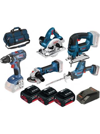 Bosch akumulatorski set GSR 18V-28 + GST 18V-LI S + GWS 18-125V-LI + GKS 18V-LI + GSA 18V-LI (0615990K6N)