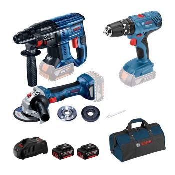 Bosch set akumulatorskog alata GBH 180 Li + GSB 18V-21 + GWS 180 Li + 2x GBA 18V 5,0 Ah + GAL 1880 CV (0615990M39)