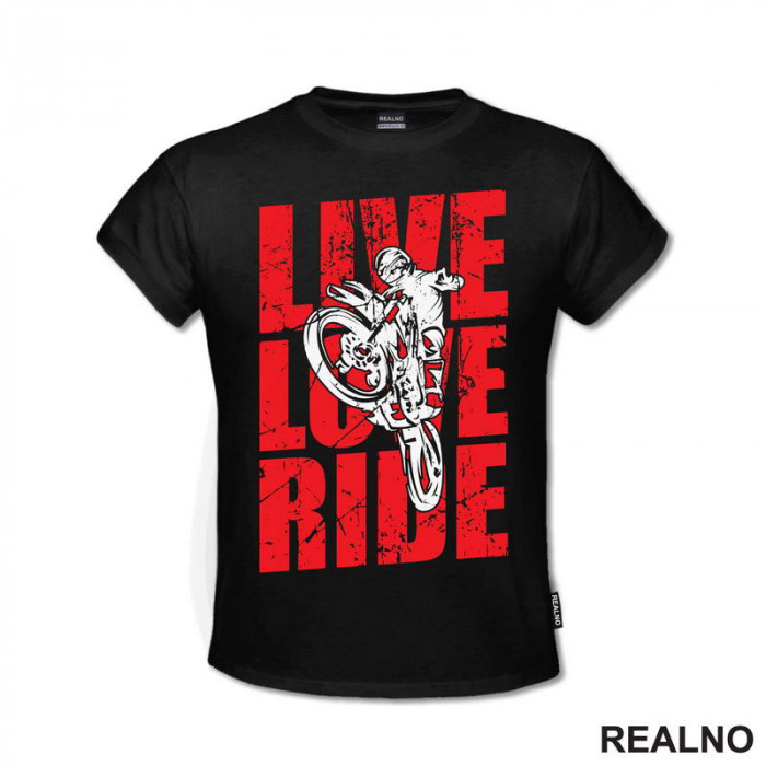 LIVE, LOVE, RIDE - RED - MOTORI - MAJICA