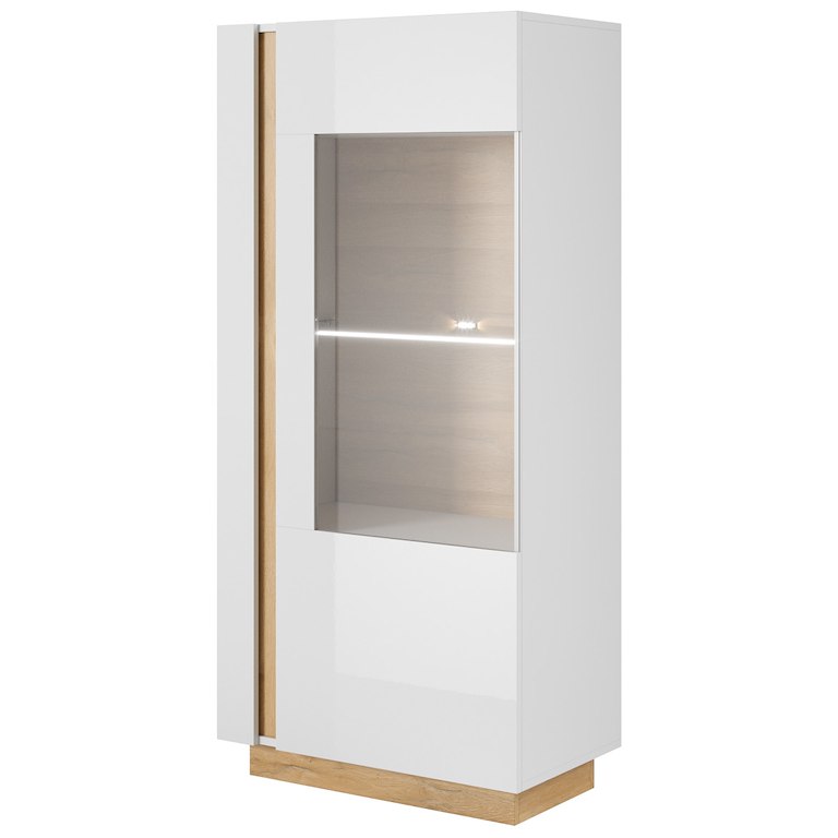 Arco vitrina 1 vrata 72x40x154 bela sjaj/natur