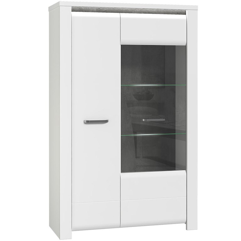 Bruges vitrina 2 vrata 101x42x162 sivo/bela sjaj