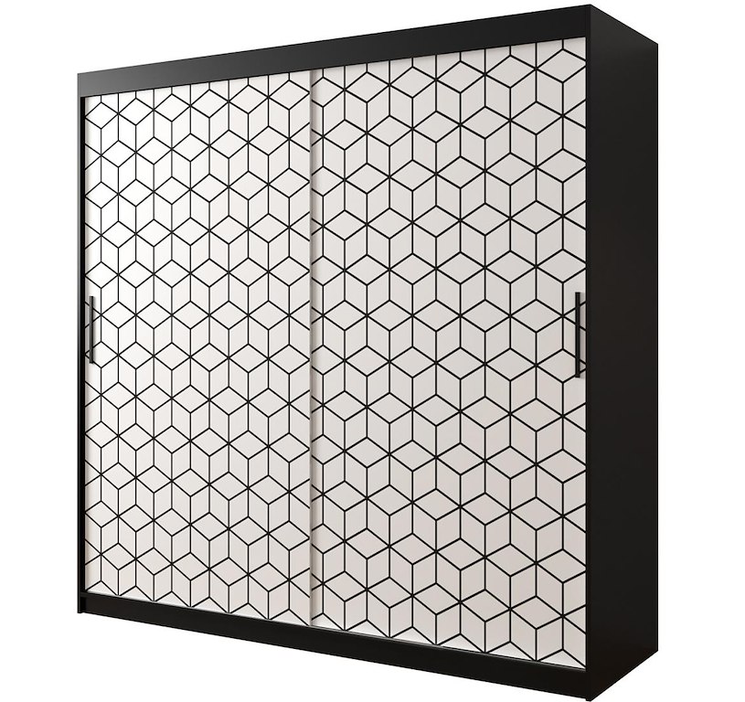 Hexagon ormar 2 vrata 200x62x200 cm crno/beli