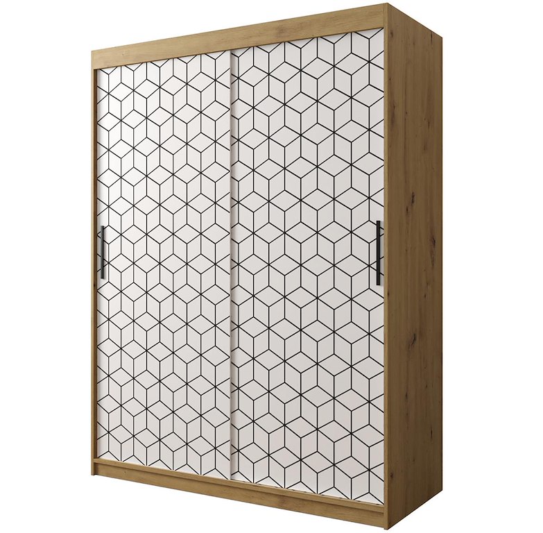 Hexagon ormar 2 vrata 150x62x200 cm natur (artisan hrast)/beli