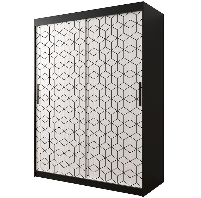 Hexagon ormar 2 vrata 150x62x200 cm crno/beli