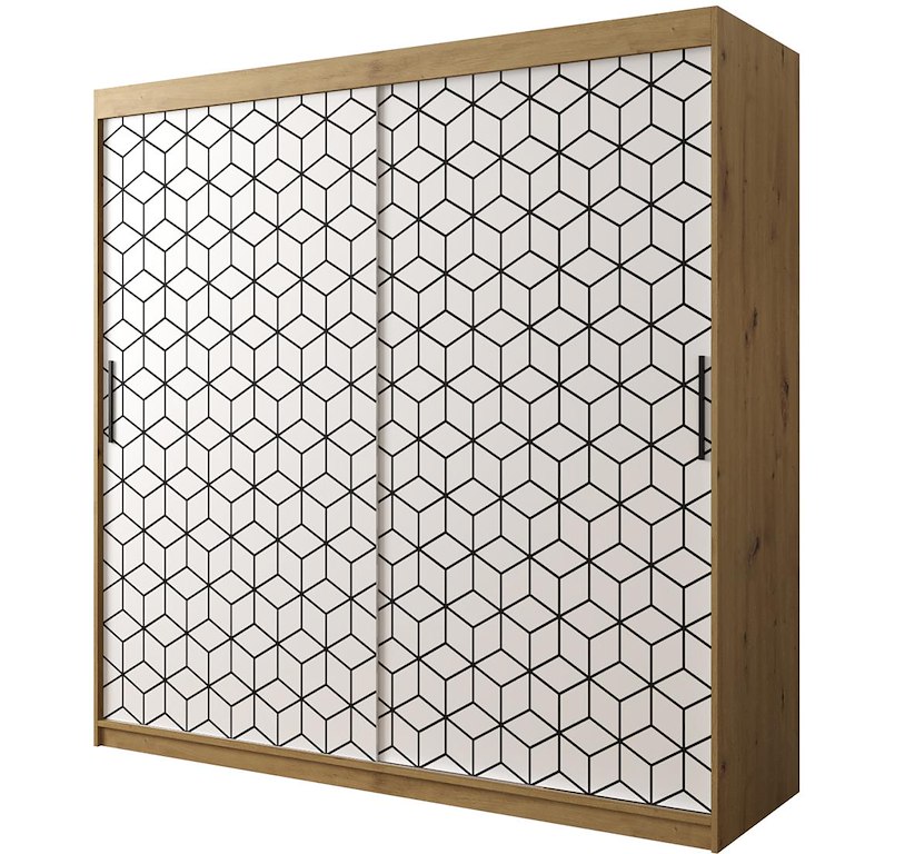 Hexagon ormar 2 vrata 200x62x200 cm natur (artisan hrast)/beli