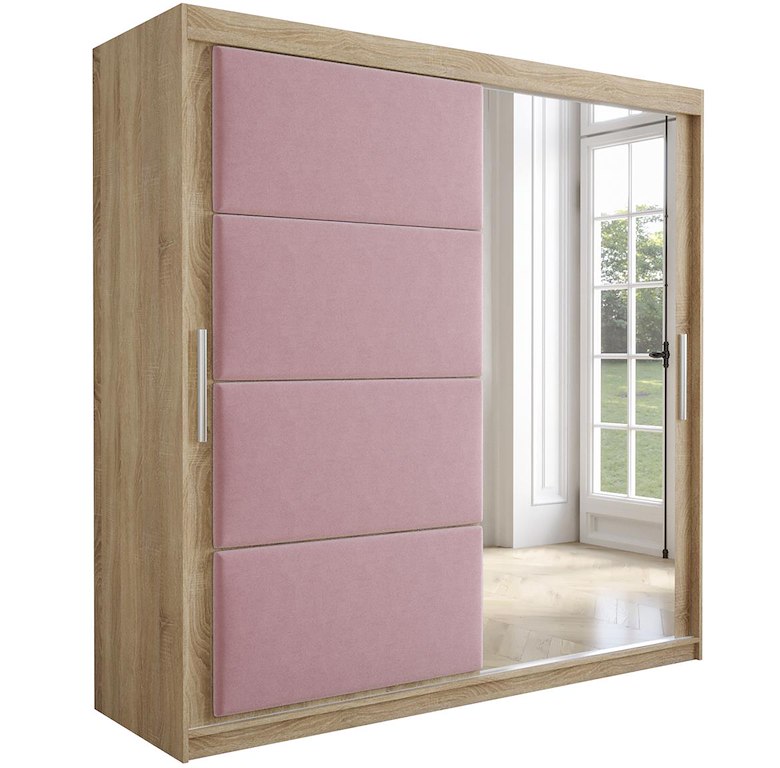 Tapi ormar 2 vrata/ogledalo 200x62x200 natur (sonoma hrast) / roze