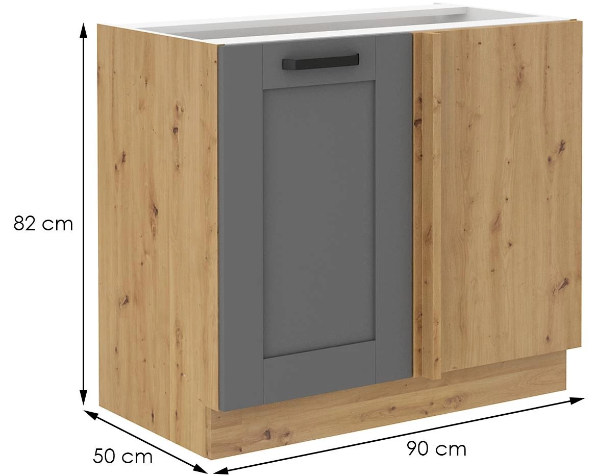 Luna 105 ND 1F BB kuhinjski element 1 vrata 90x52x82 cm tamno siva/natur (artisan hrast)