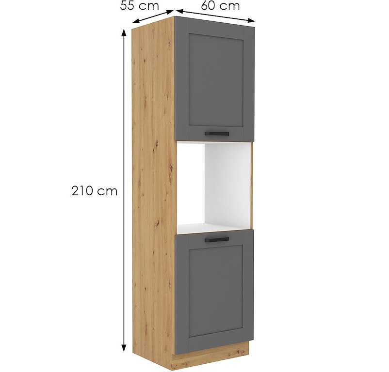 Luna 60DP-210 2F kuhinjski element 2 vrata 60x55x210 cm tamno siva/natur (artisan hrast)