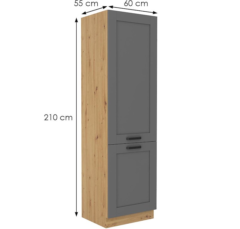 Luna 60DK-210 2F kuhinjski element 2 vrata 60x55210 cm tamno siva/natur (artisan hrast)