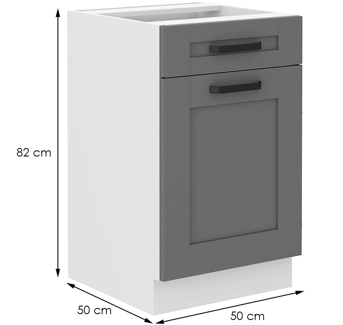 Luna 50D 1F 1S BB kuhinjski element 1 fioka + 1 vrata 50x52x82 cm tamno siva/bela