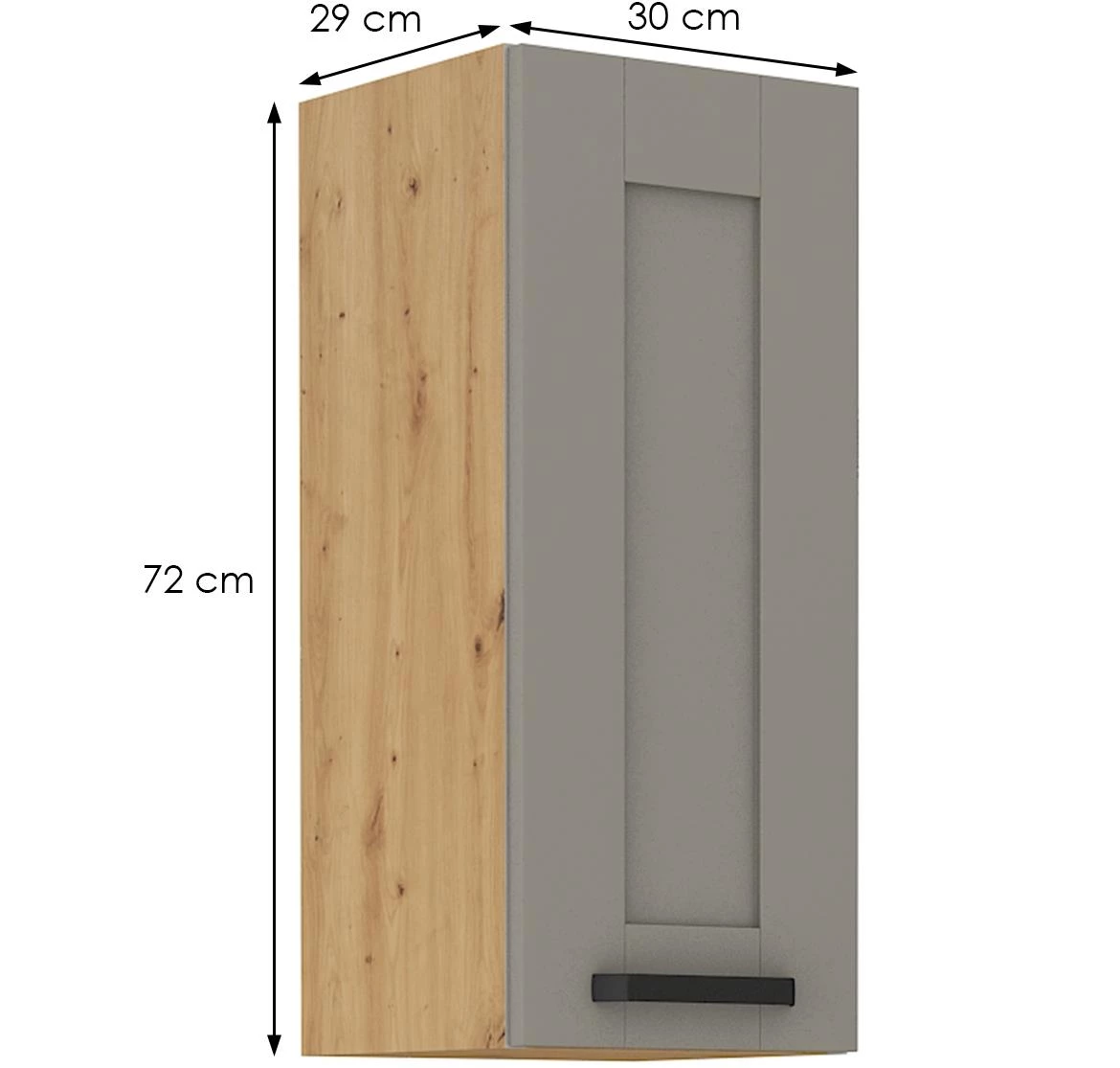 Luna 30G-72 1F ormaric kuhinjski 1 vrata 30x31x72 cm siva/natur (artisan hrast)