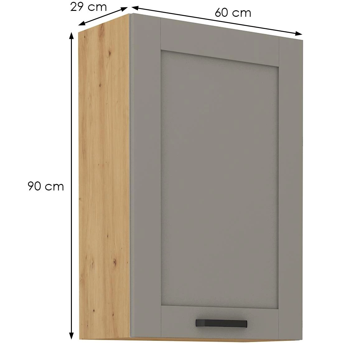 Luna 60G-90 1F ormar kuhinjski 1 vrata 60x31x90 cm siva/natur (artisan hrast)