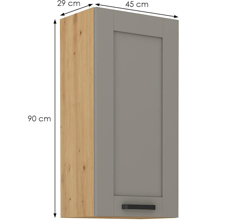 Luna 45G-90 1F kuhinjski ormaric 1 vrata 45x31x90 cm siva/natur (artisan hrast)