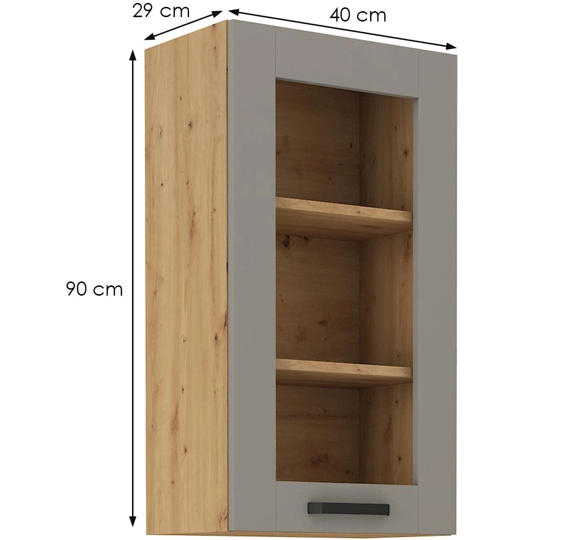 Luna 40GS-90 1F kuhinjski element 1 vrata 40x31x90 cm siva/natur (artisan hrast)