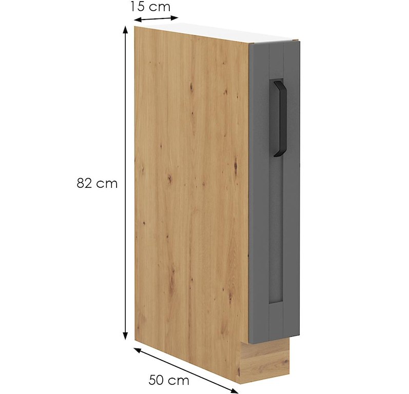 Luna 15D Cargo BB kuhinjski element 1 fioka 15x52x82 cm tamno siva/ natur (artisan hrast)