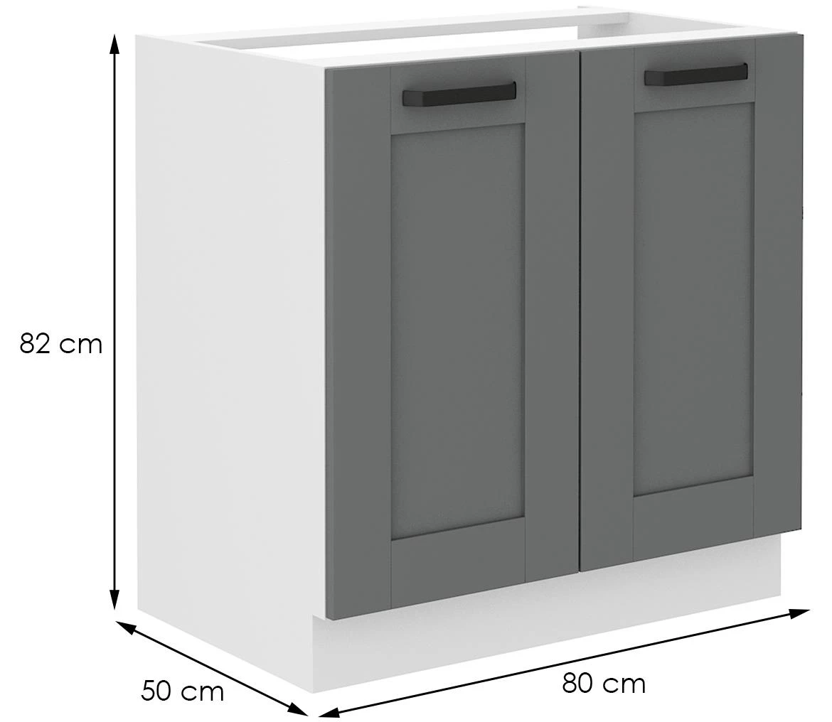 Luna 80ZL 2F BB kuhinjski element za sudoper 2 vrata 80x52x82 cm tamno siva/ bela