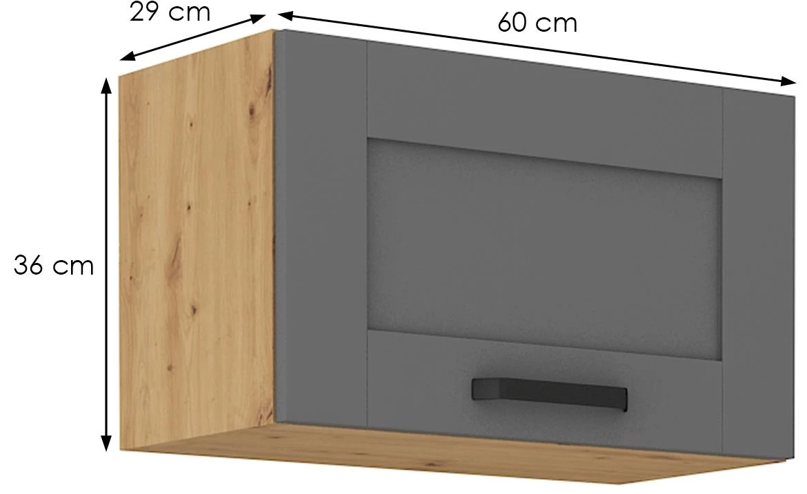 Luna 60GU-36 1F kuhinjski element 1 vrata 60x31x36 cm tamno siva/ natur (artisan hrast)