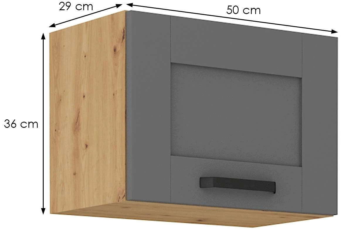 Luna 50GU-36 1F kuhinjski element 1 vrata 50x31x36 cm tamno siva/ natur (artisan hrast)