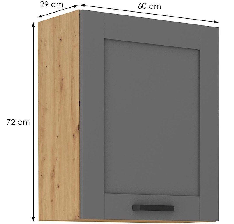 Luna 60G-72 1F kuhinjski element 1 vrata 60x31x72 cm tamno siva/ natur (artisan hrast)