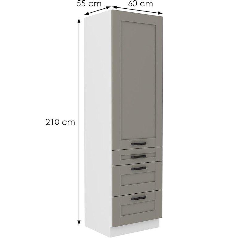 Luna 60DKS-210 3S 1F kuhinjski element 1 vrata + 3 fioke 60x55x210 cm siva/bela