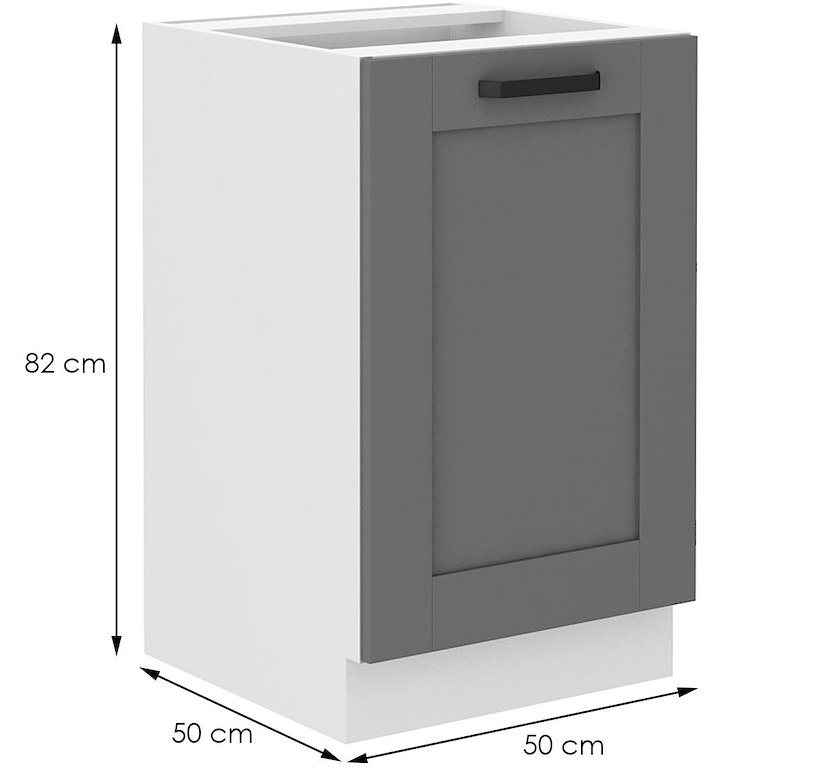 Luna 50ZL 1F BB kuhinjski element za sudoper 1 vrata 50x52x82 cm tamno siva/bela