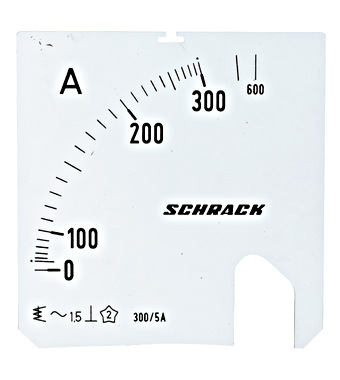 Zamenljiva skala ampermetra 300/600/5A AC,72x72
Izvedba/tip Prednja tabla, Merno područje 300A, za Ampermetar (5A-strujni mjerni trafo)